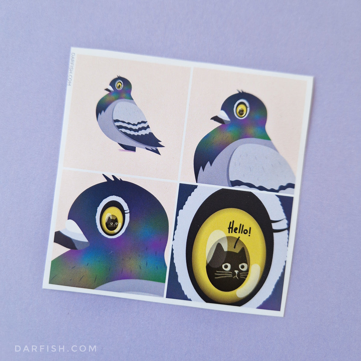 Cat vs. Pigeon Sticker – DARFISH